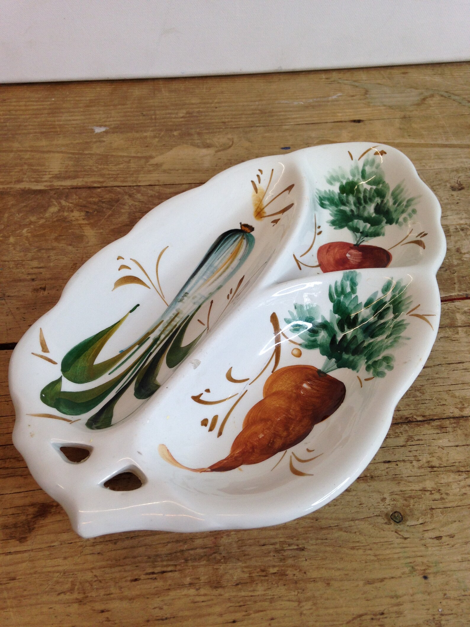Vintage Italian Three Section Leaf Shaped Vegetable / Nibbles | Etsy