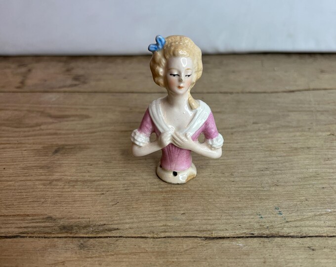 Vintage Half Lady Porcelain Pin Cushion Doll Would Be Attached to a Pin ...