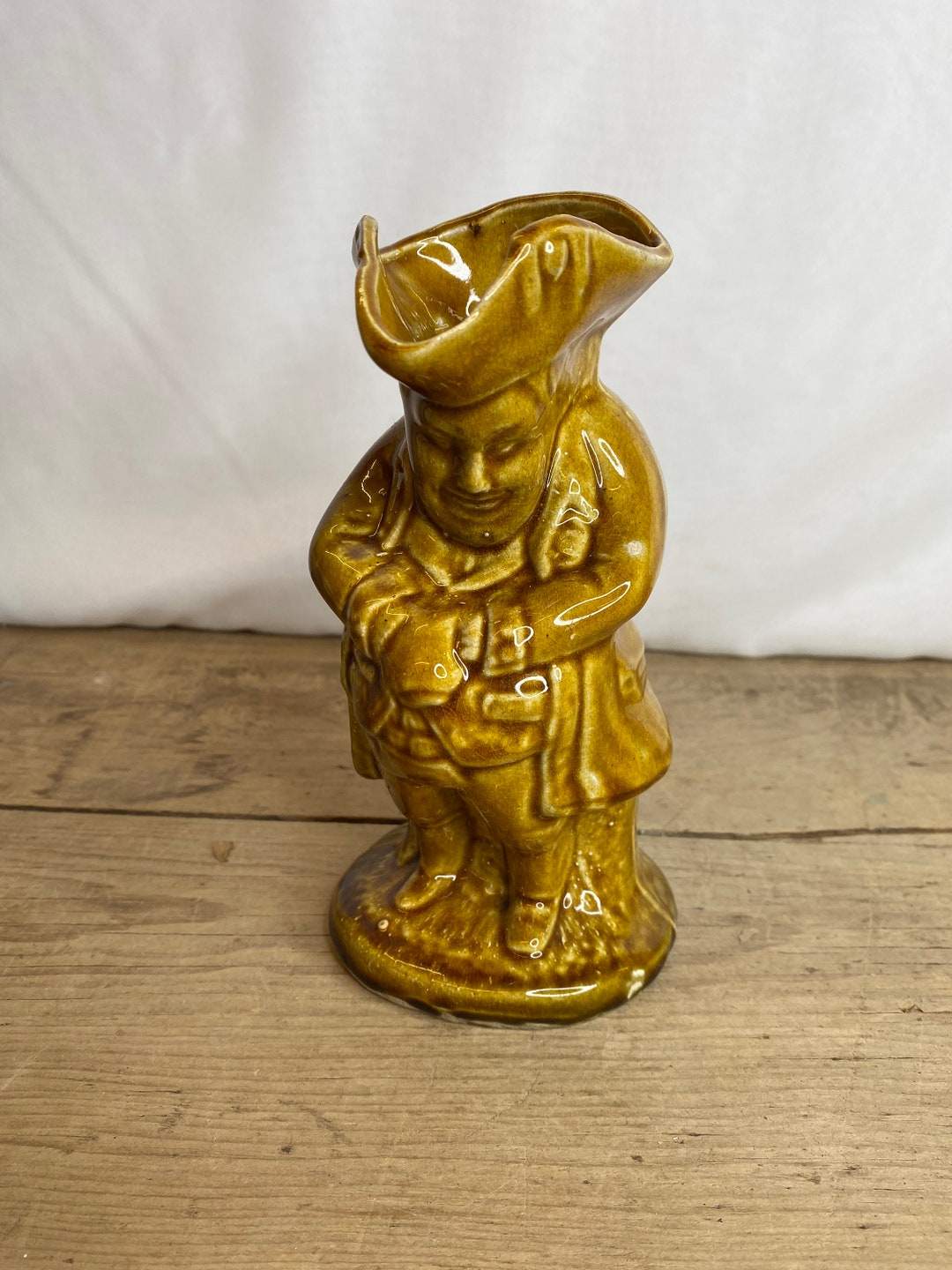 Vintage Unnamed Tall Toby Jug. Mustard Yellow Brown Coloured Jolly Man ...