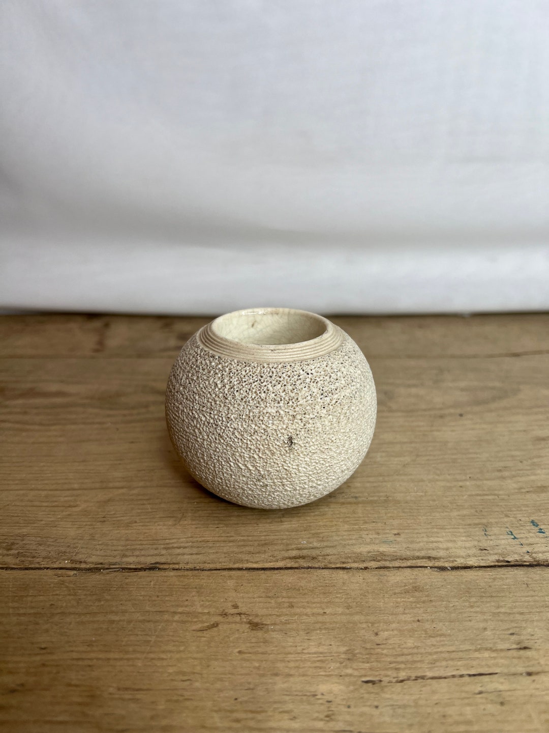 Antique Small Elenes English Pottery White Ridged Pottery Match Holder ...