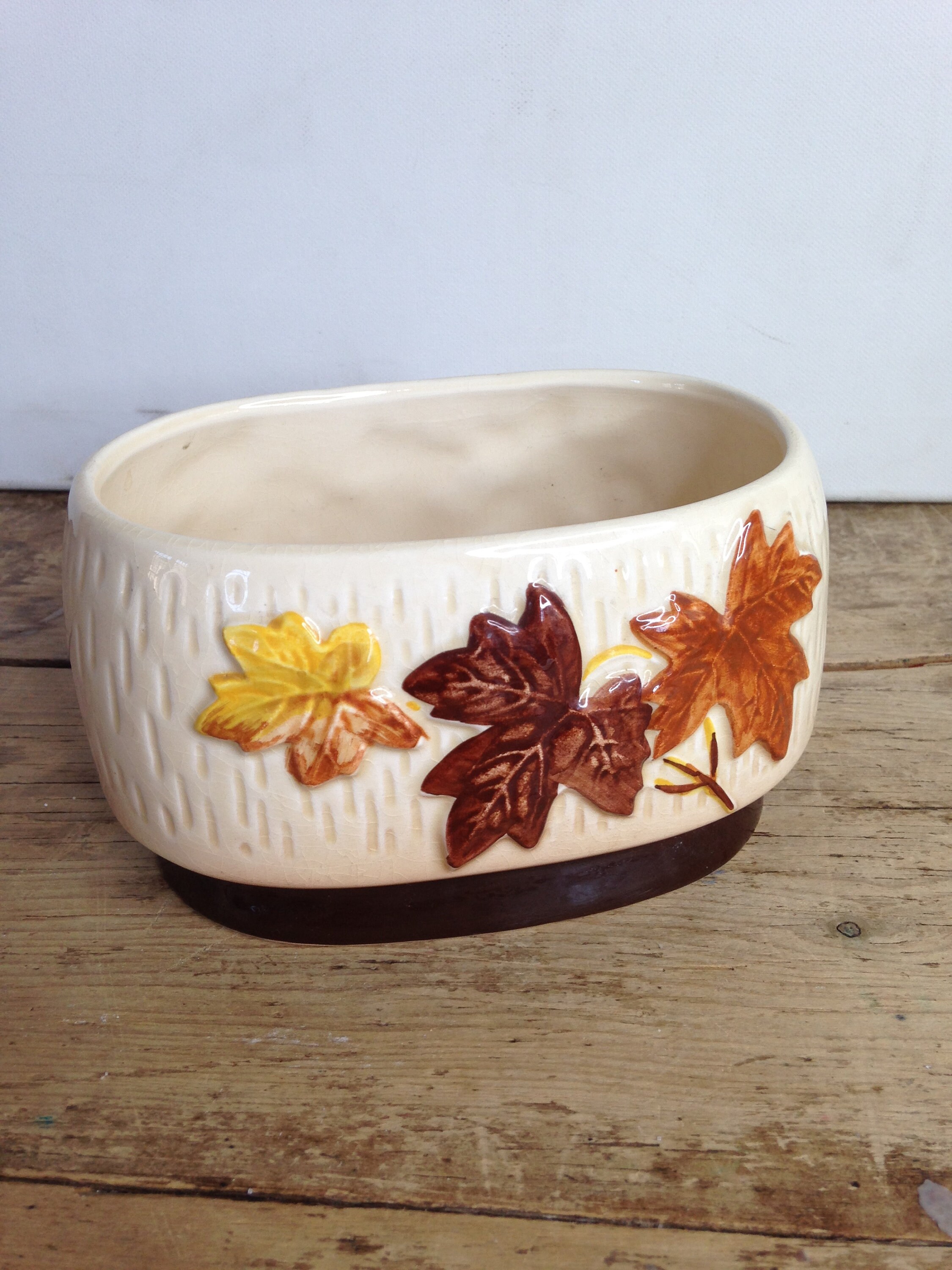 Vintage Sylvac 4018 Maple Leaf Pattern Vase, 1960's Heavy Embossed ...