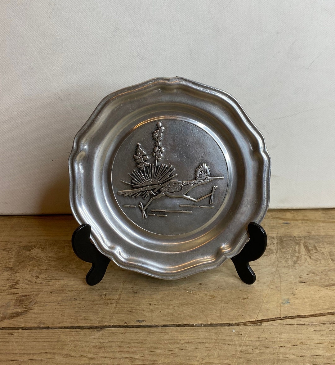 Vintage Solid Pewter Roadrunner Plate Made by RP Wilton of Pennsylvania ...
