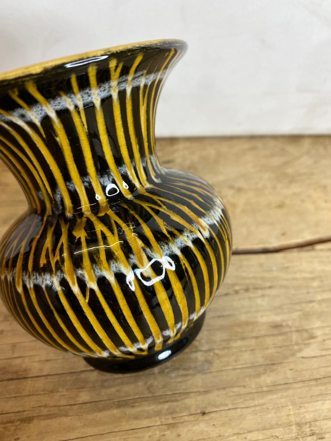 Vintage West German Black, Yellow and White Tall Urn Vase. Pretty ...