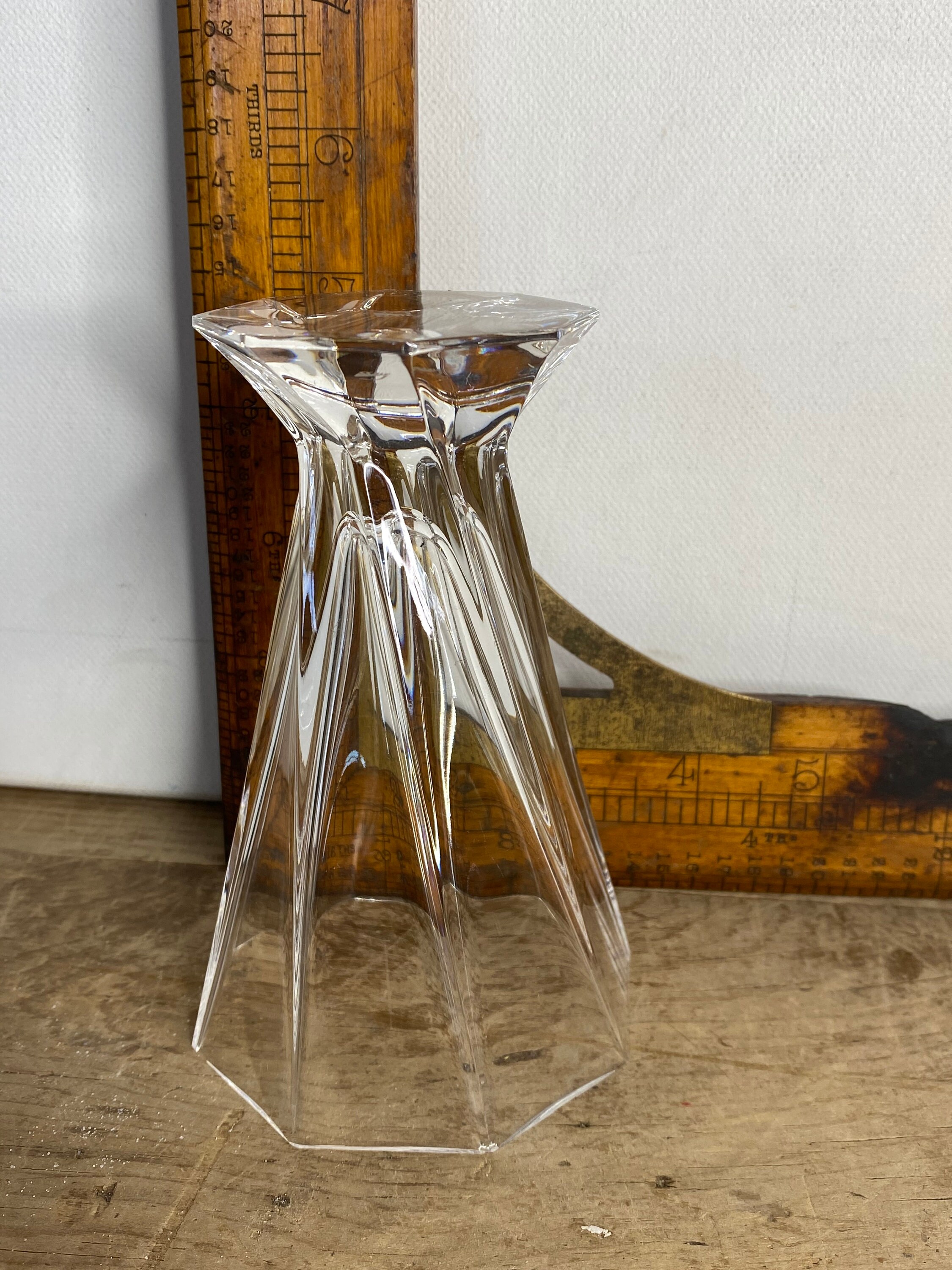 Vintage Cone Shaped Twisted Angular Clear Cut Glass Tall Vase - Etsy