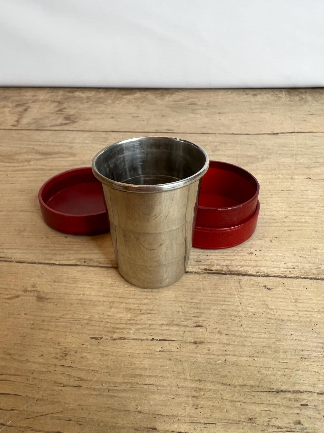 Vintage Collapsible Metal Travel Drinking Cup in Cardboard Box. Vest ...