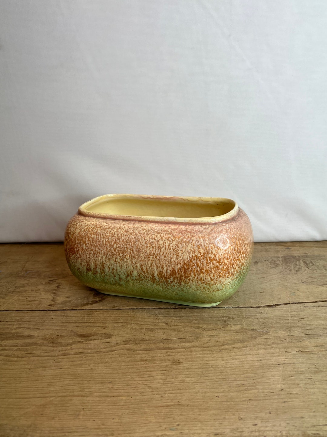 Vintage Unnamed Art Deco Round Rectangular Pottery Large - Etsy