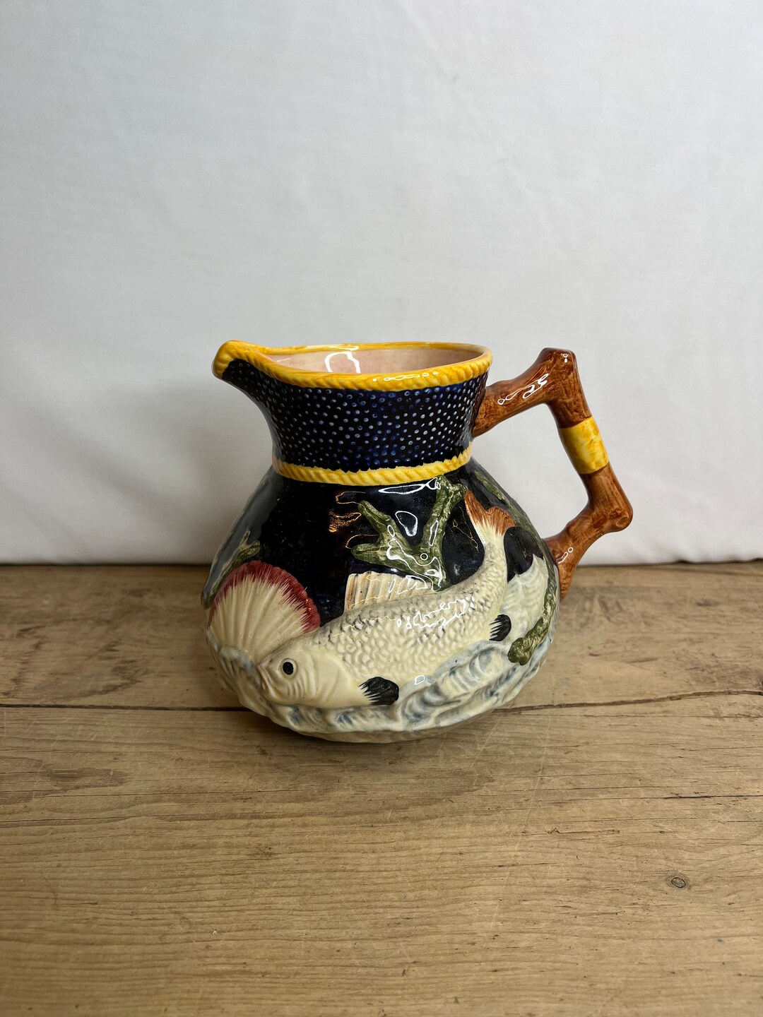 Vintage 'shorter & Son' Pottery Large Royal Blue Jug Pitcher With 3D ...