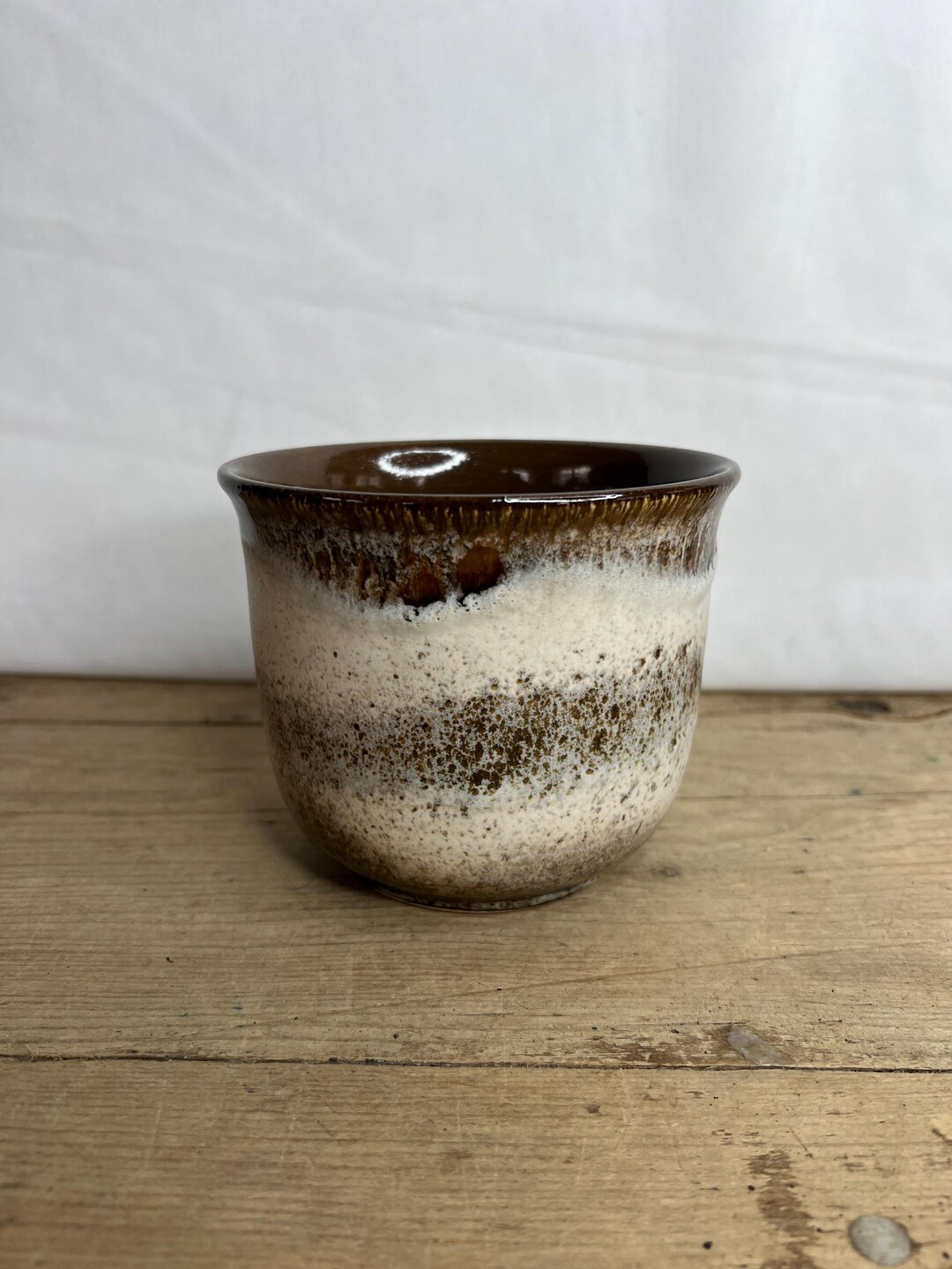 Vintage West Germany Dark Brown and White Graduated Pattern Plant Pot ...