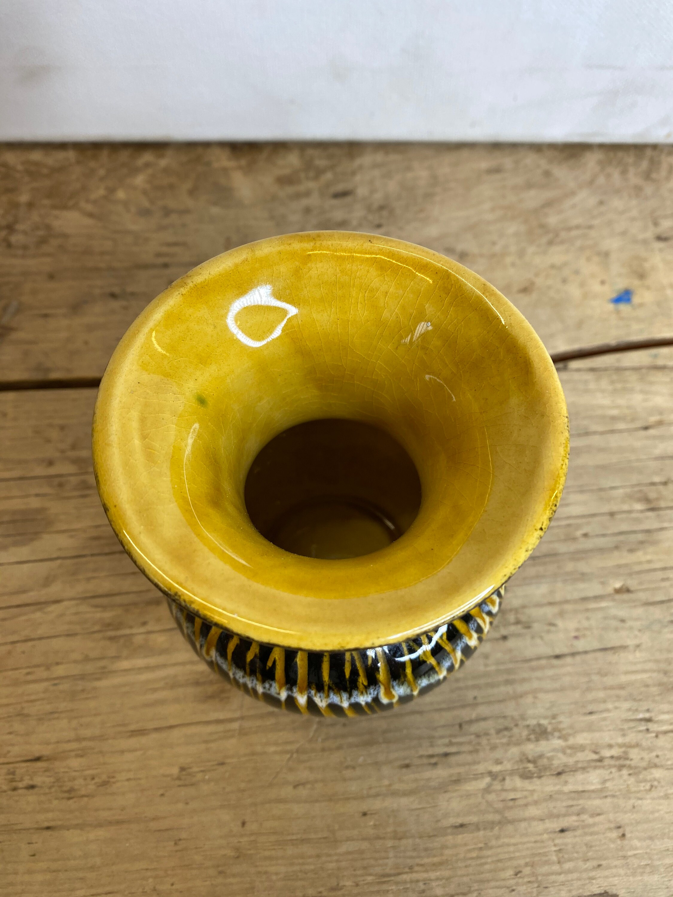 Vintage West German Black, Yellow and White Tall Urn Vase. Pretty ...