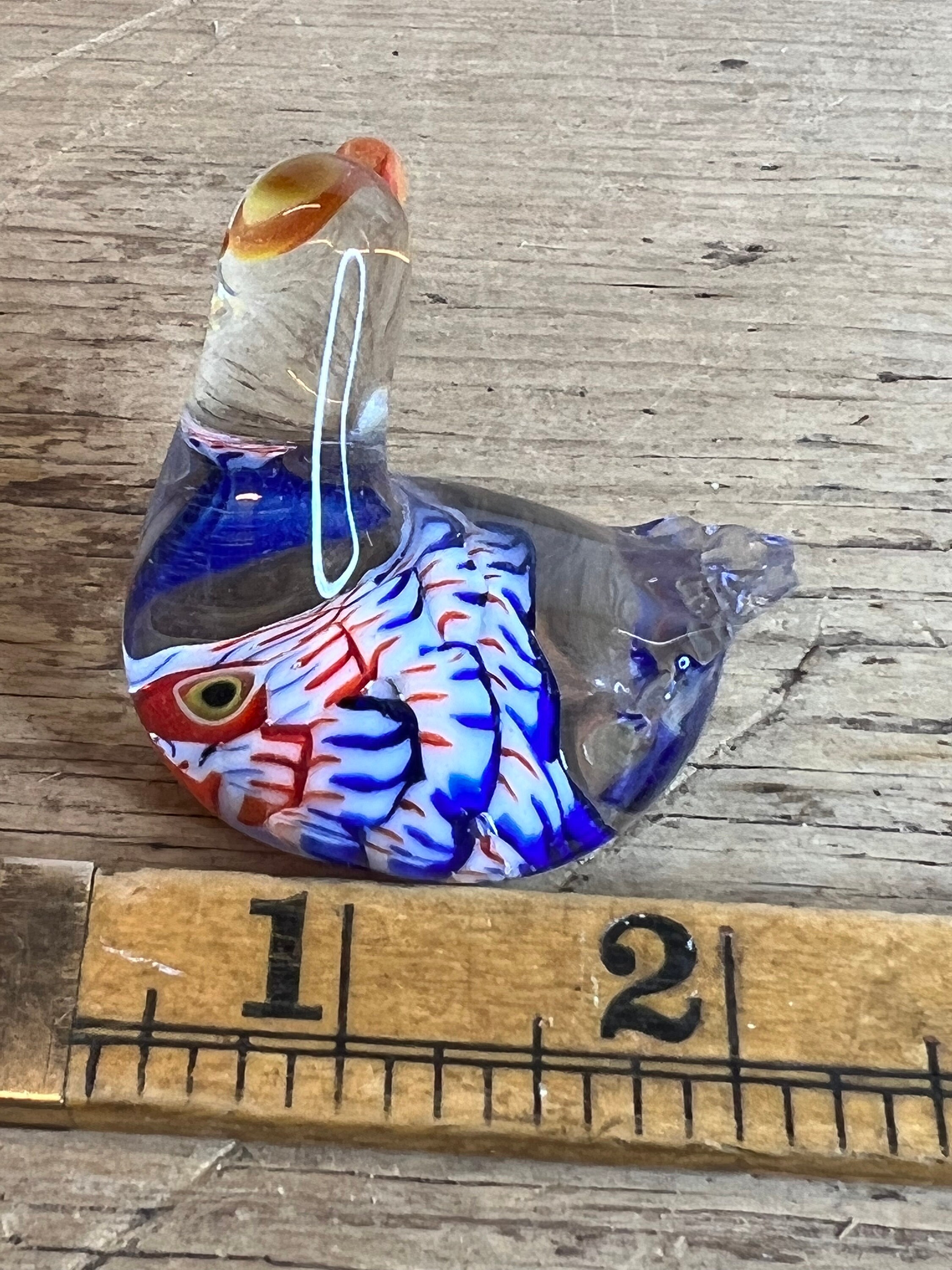 Vintage Glass Duck / Bird Paperweight With Red Yellow Blue - Etsy