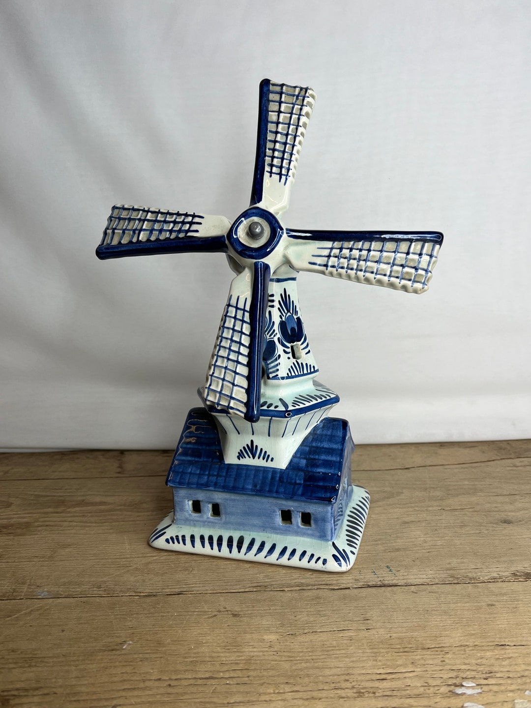 Vintage Delft Blauw Hand Painted Blue and White Pretty Windmill With ...