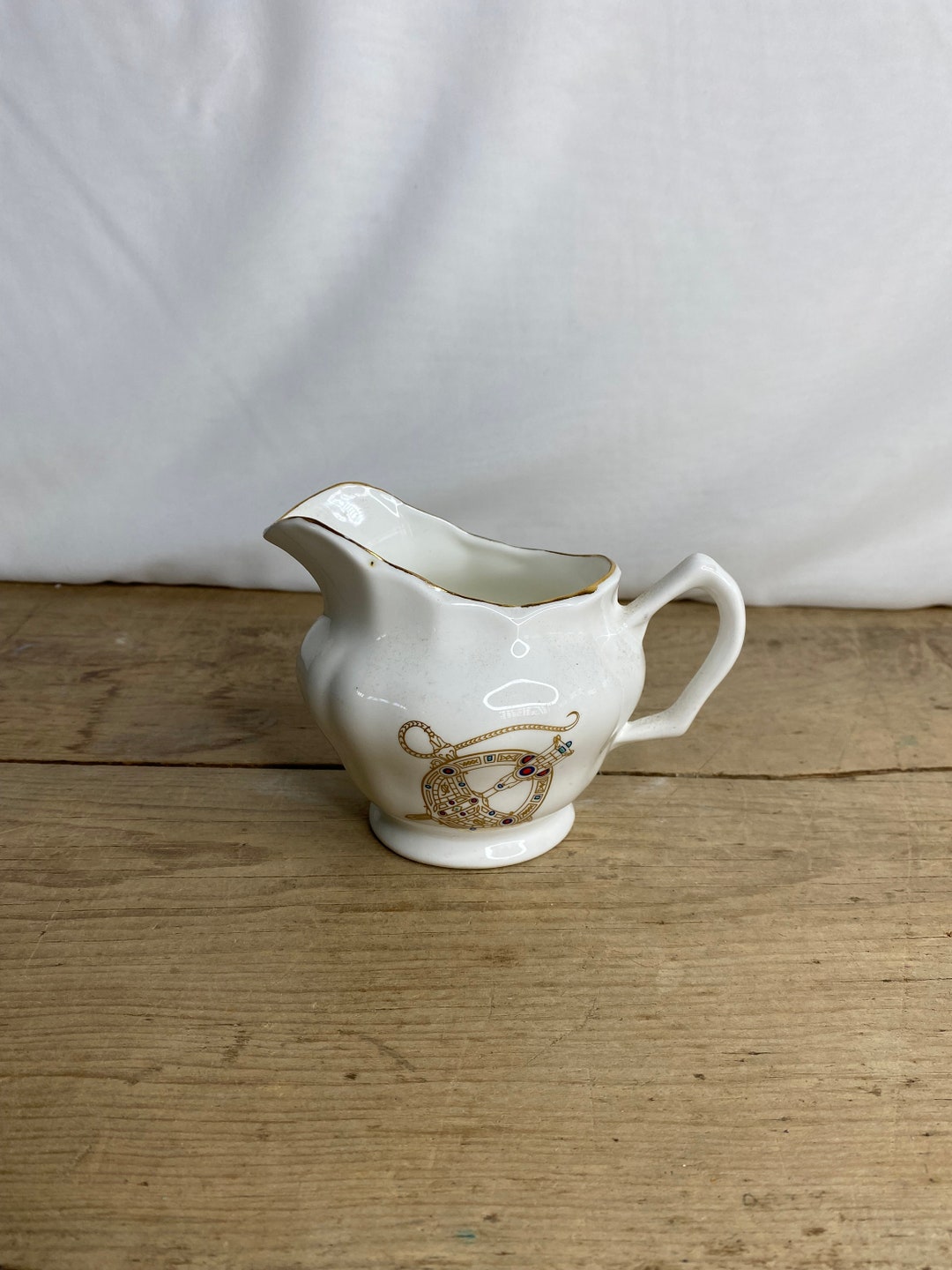 Vintage Royal Tara China Small White Milk Jug With Gold Celtic Design ...