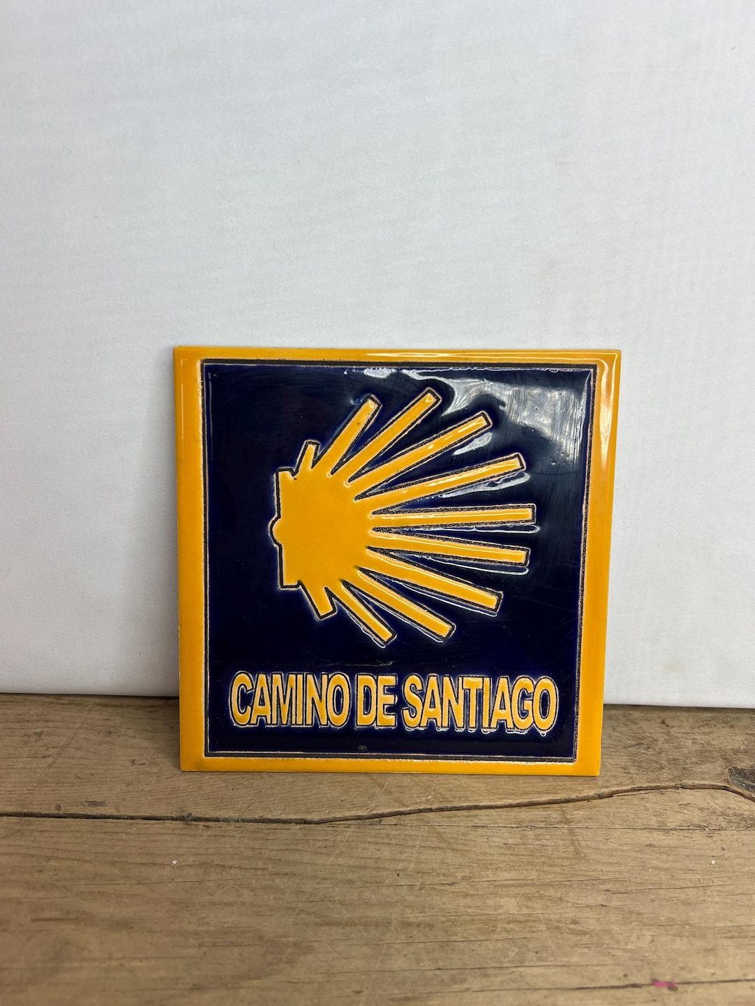 Vintage Camino De Santiago Pilgrim Ceramic Tile - Waymarker Yellow Star ...