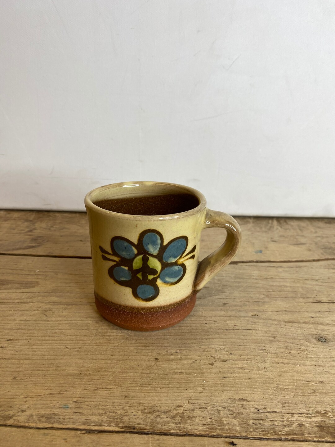 Vintage Peter Dick Coxwold Studio Pottery Small Mug Cream Brown ...