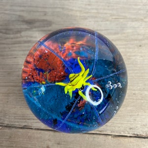 Vintage Round Clear Glass Paperweight With Spiderweb and Spider in the ...