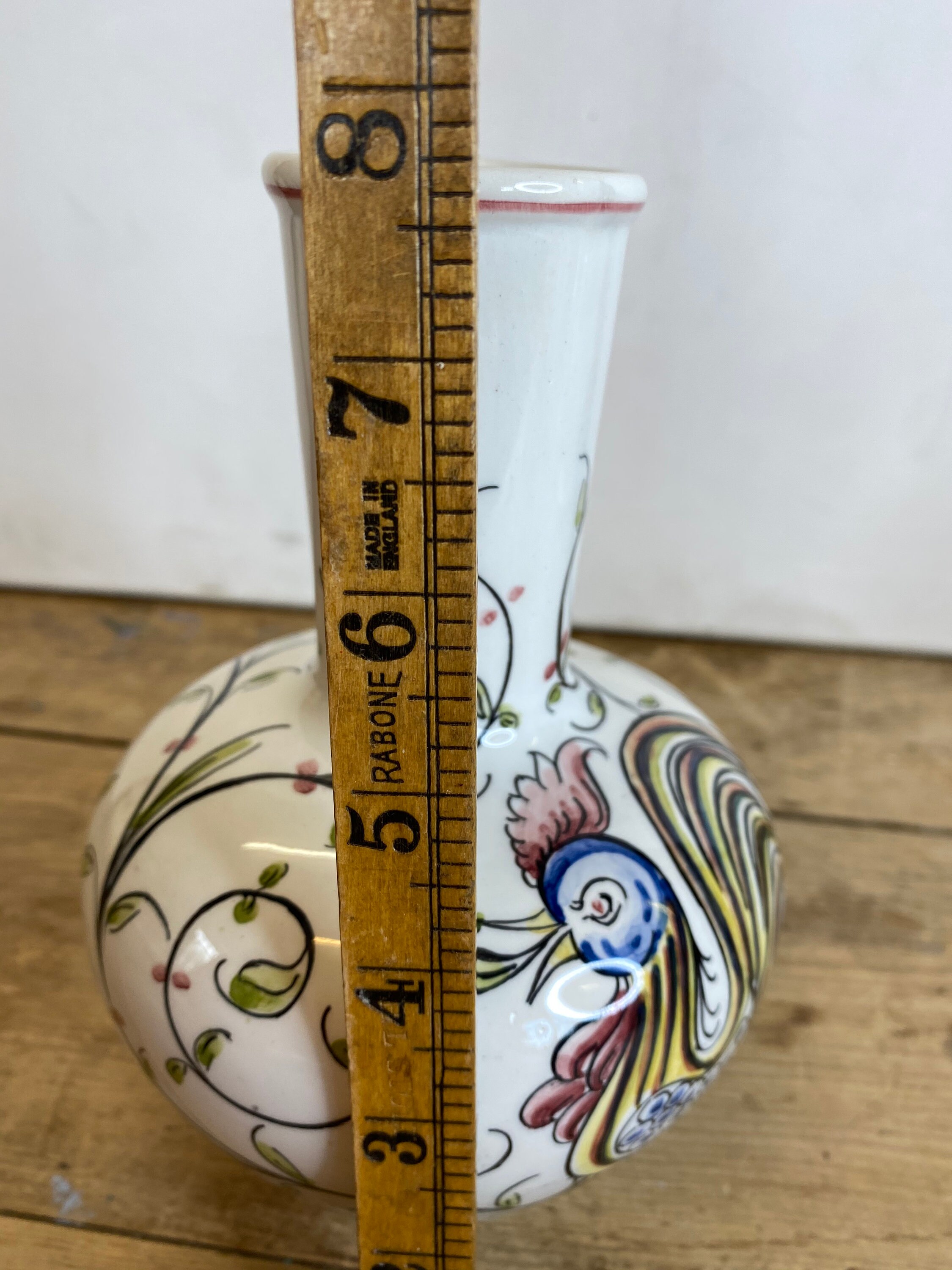 Vintage Anfora Agueda Hand Painted Vase. Made in Portugal. Cockerel ...