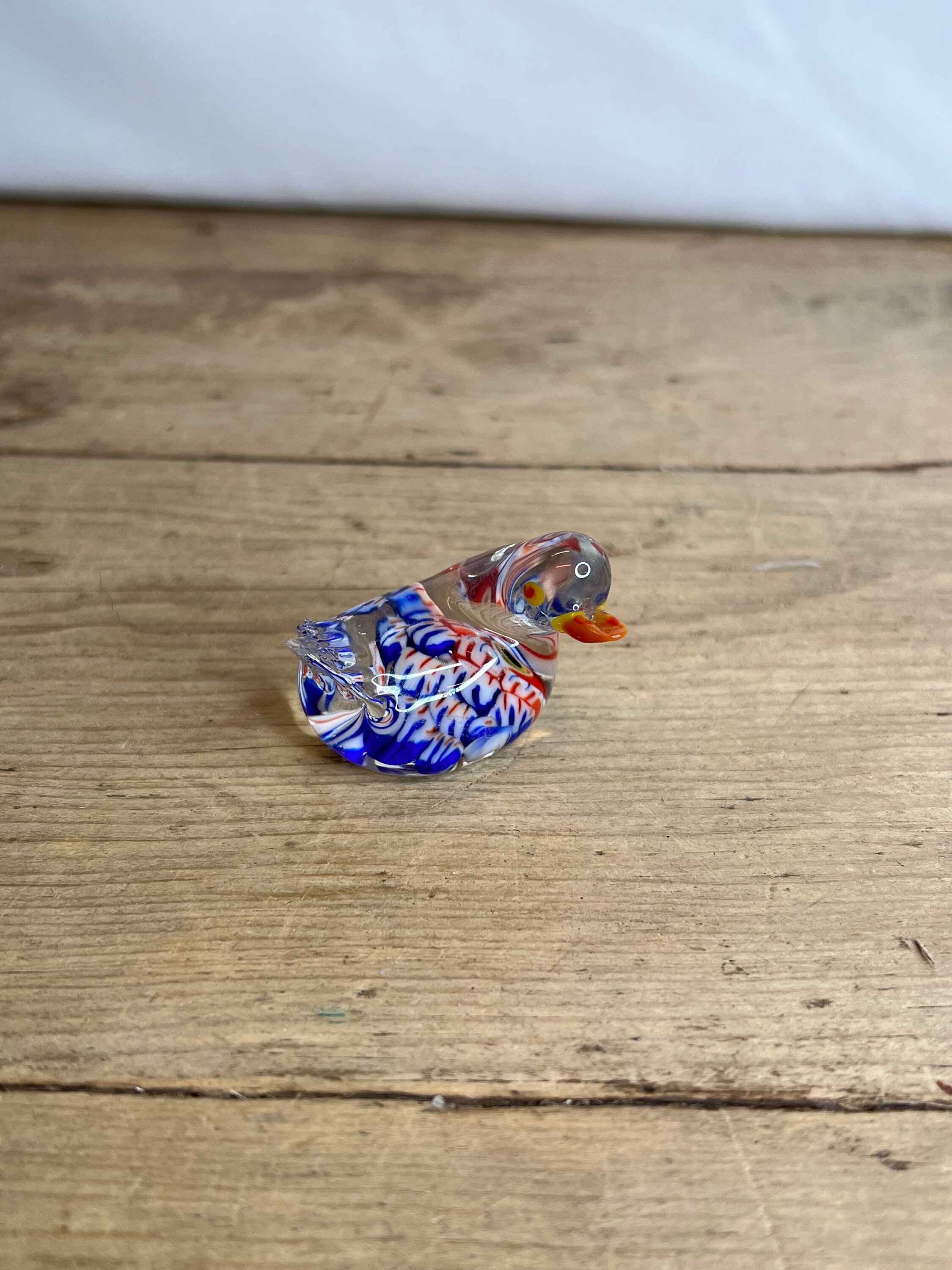 Vintage Glass Duck / Bird Paperweight With Red Yellow Blue - Etsy