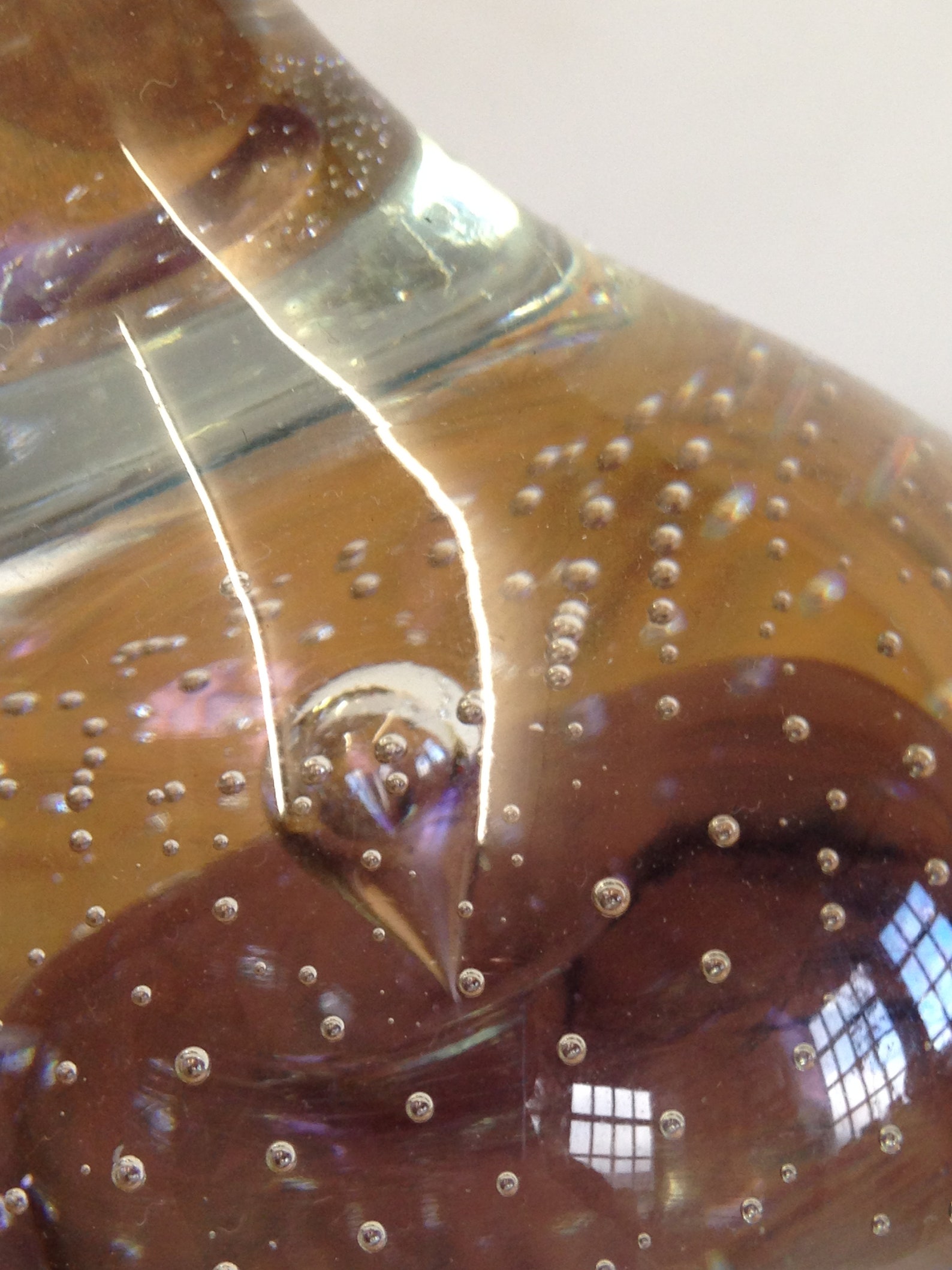 Vintage Teardrop / Pointed Clear Glass Paperweight With Blue and Purple ...