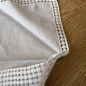 Vintage White Cotton Hanky / Handkerchief. Embroidered Pierced Edge and ...