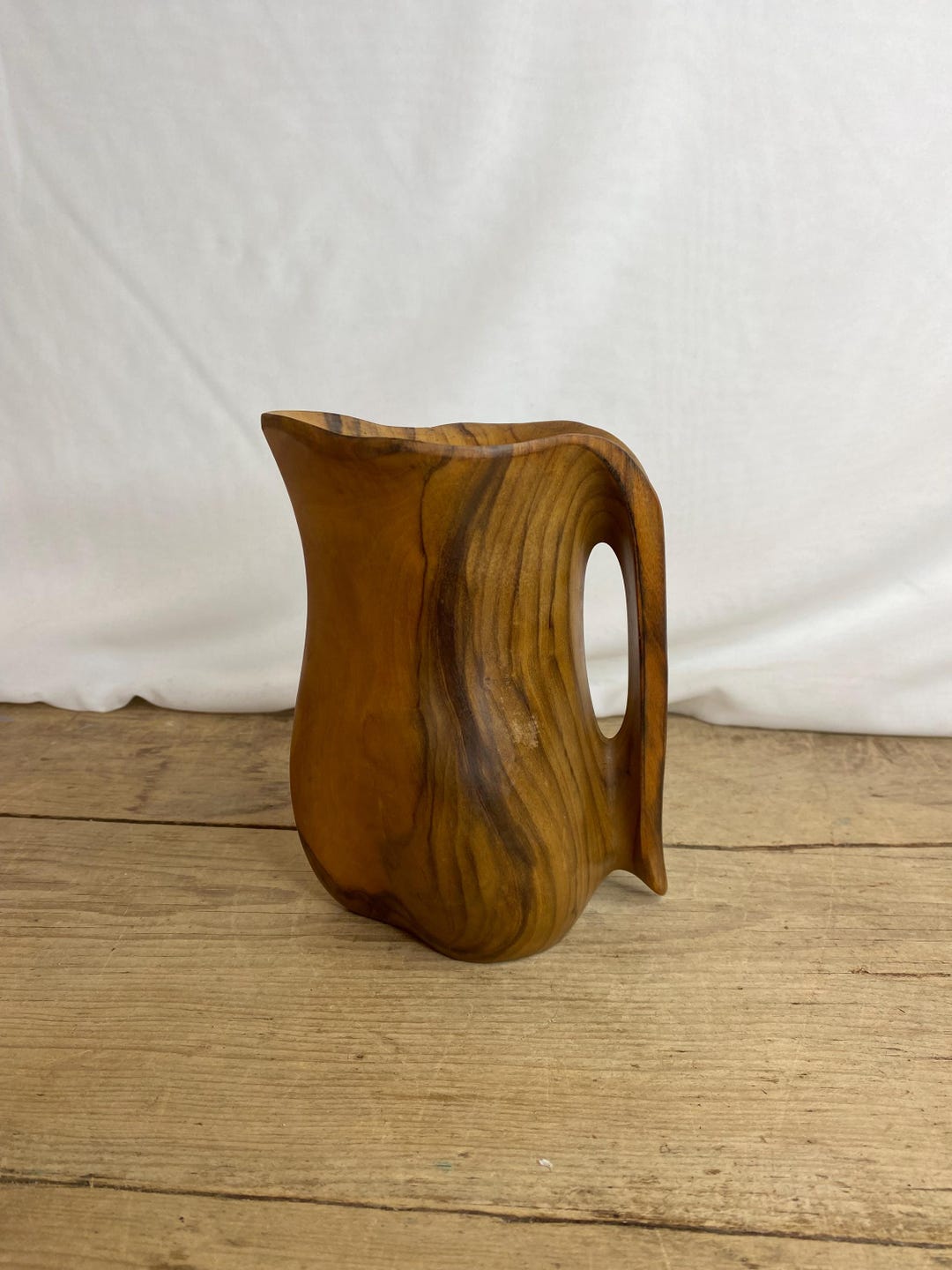 Vintage Carved Wooden Jug Beautiful Natural Item. Very Good Condition ...