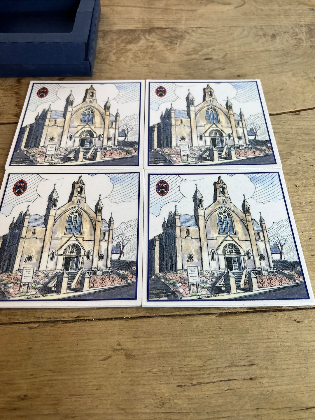 Vintage Boxed Set of 4 Square Felt Backed Featuring Church of Scotland ...