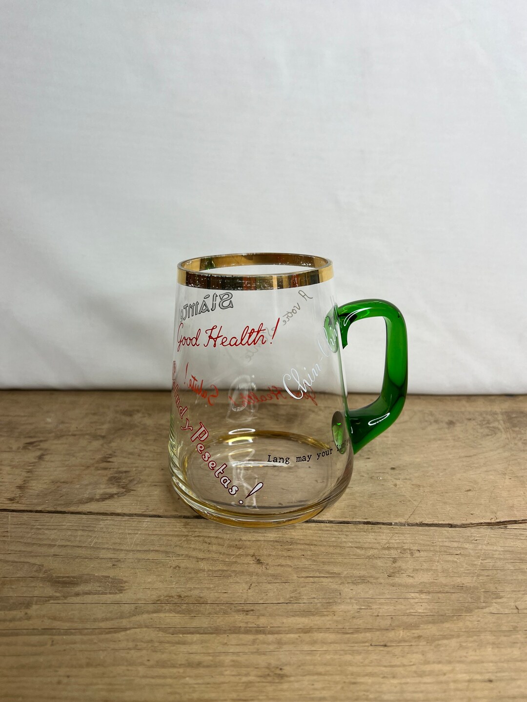 Vintage Glass Tankard, Cheers, Salut, Good Health Logo. in Very Good ...