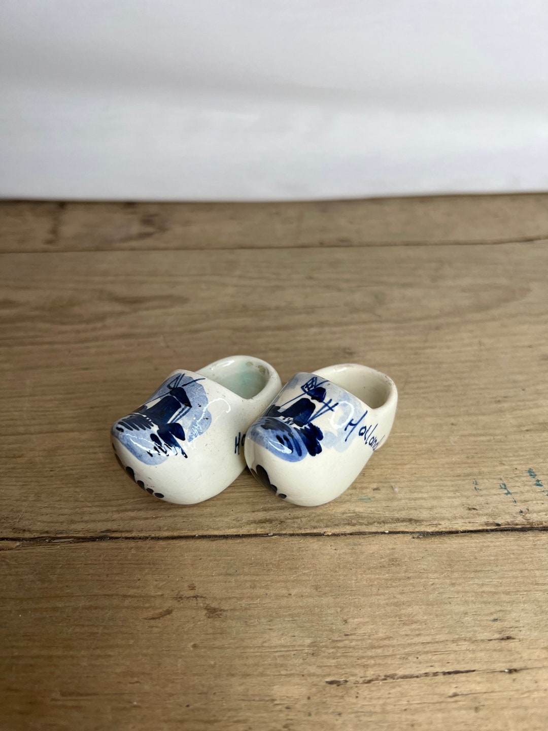 Vintage Blue and White Delft Small Pair of Ornamental Clogs With ...