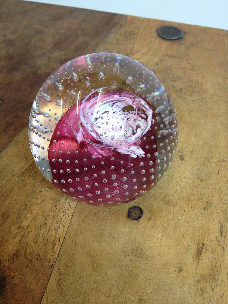 Vintage Pink Caithness cauldron Glass Paperweight - Etsy