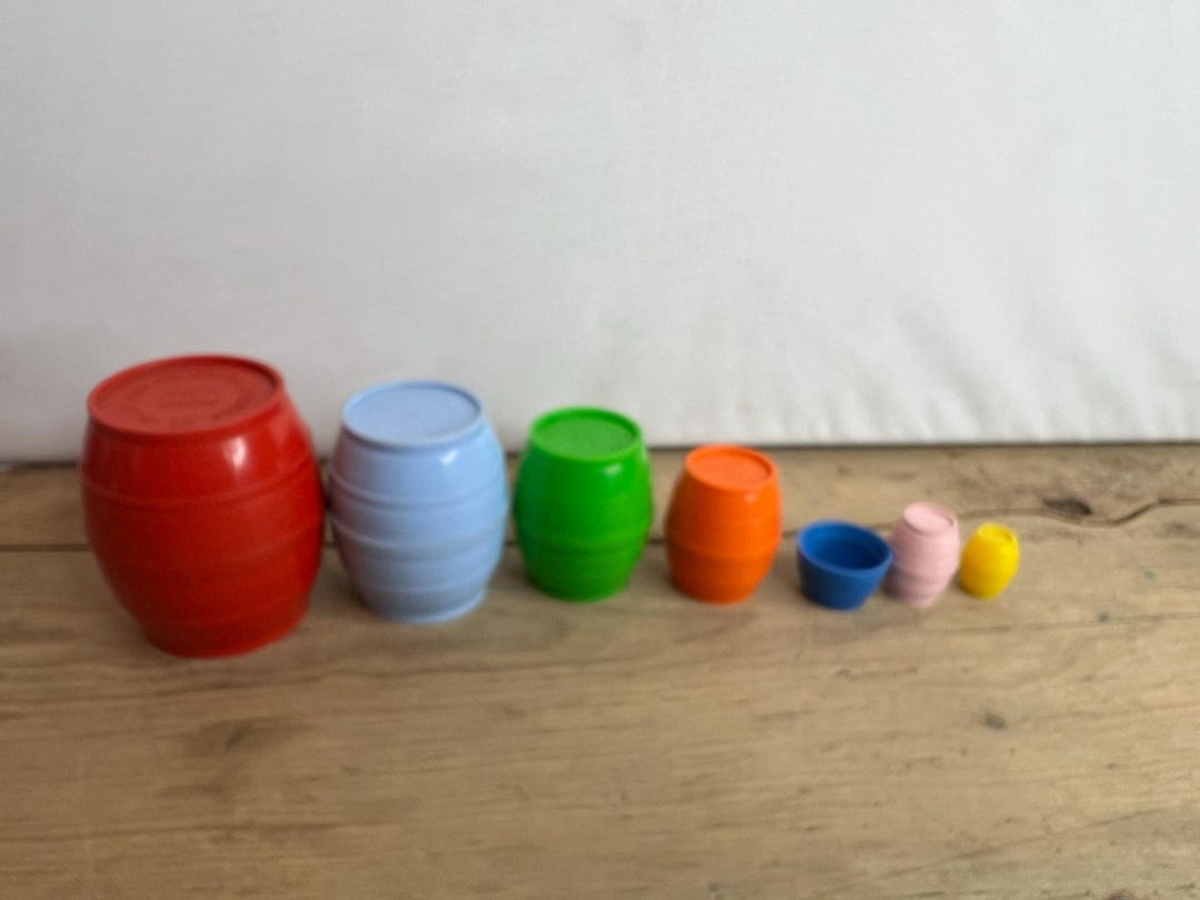 Vintage Set of Six Kiddicraft Billie and His Barrels Stacking Toy Game ...