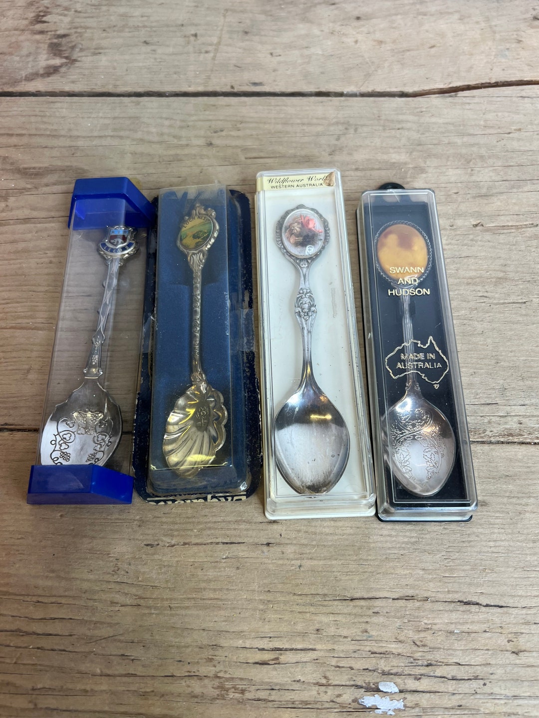 Vintage Collection of Souvenir Spoons. Australia, Leeds & Loch Ness. - Etsy