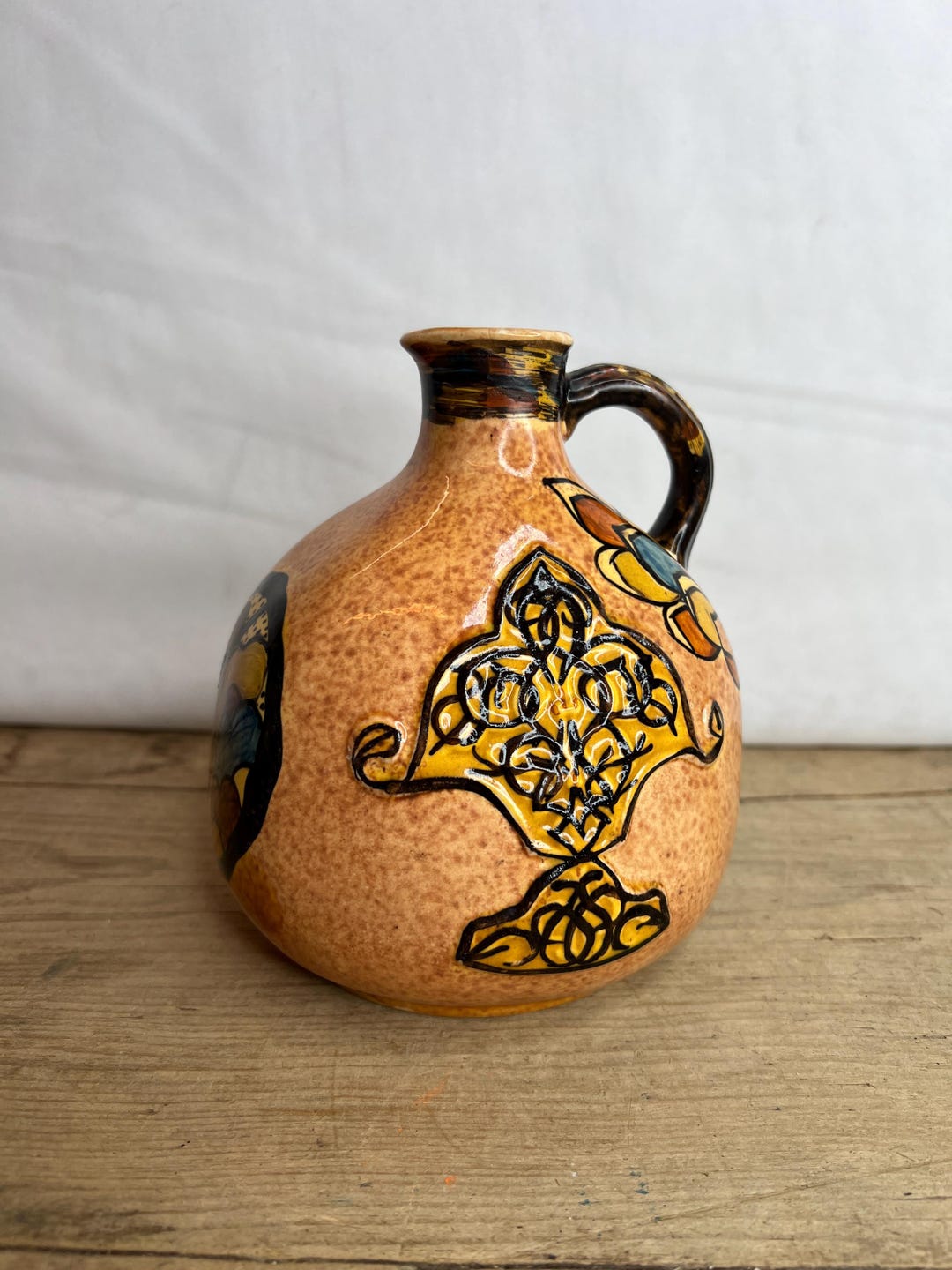 Vintage Clews and Co Chameleon Ware Pottery Orange Jug Made in England ...