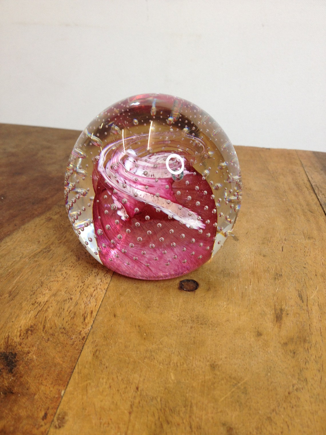 Vintage Pink Caithness cauldron Glass Paperweight - Etsy