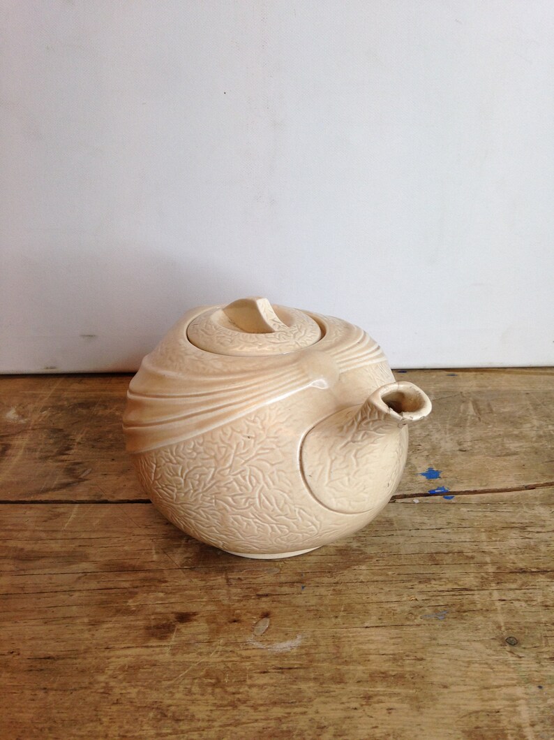 Vintage Portland Potteries Cobridge PPC Beige Art Deco Teapot - Unusual ...