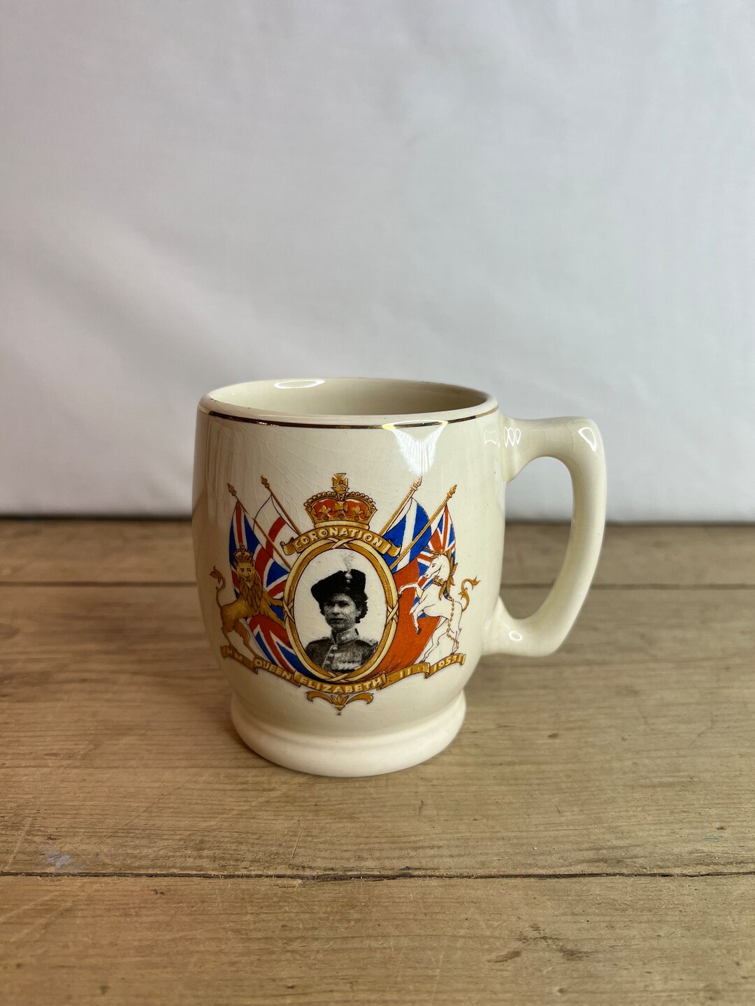 Vintage Unnamed Pottery 1953 Queen Elizabeth II Coronation Mug ...