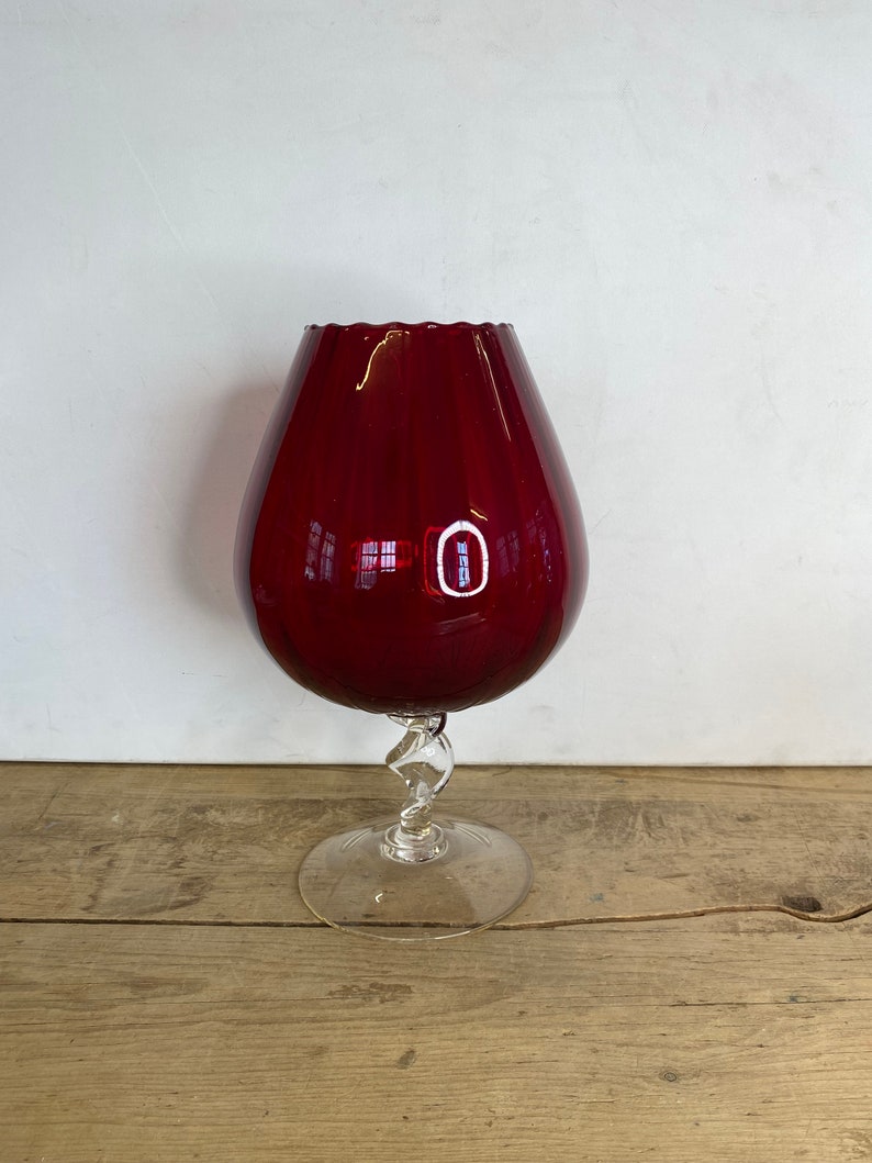 Vintage Extra Large Cherry Red Brandy Glass Slightly Ridged - Etsy UK