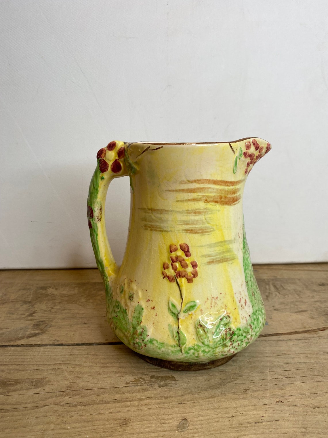 Vintage Price Bros 1940's Cottage Ware 7 Inch High Yellow Embossed Jug ...