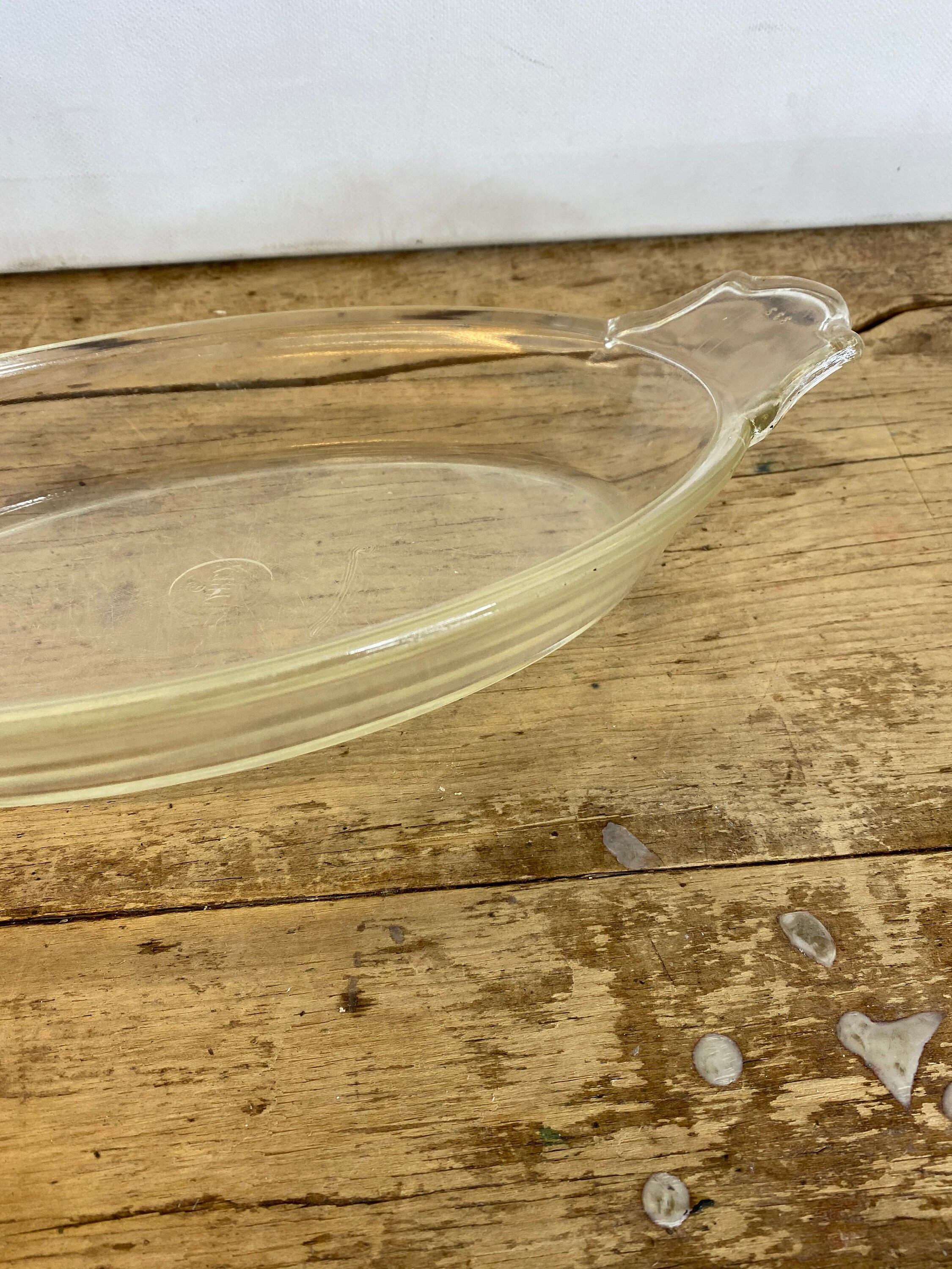 Vintage Pyrex Clear Glass Oval Oven Serving Bowl / Dish With - Etsy
