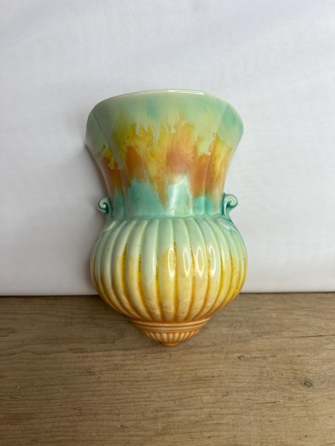 Vintage 1930's Art Deco Crown Devon Wall Pocket Planter Green and ...