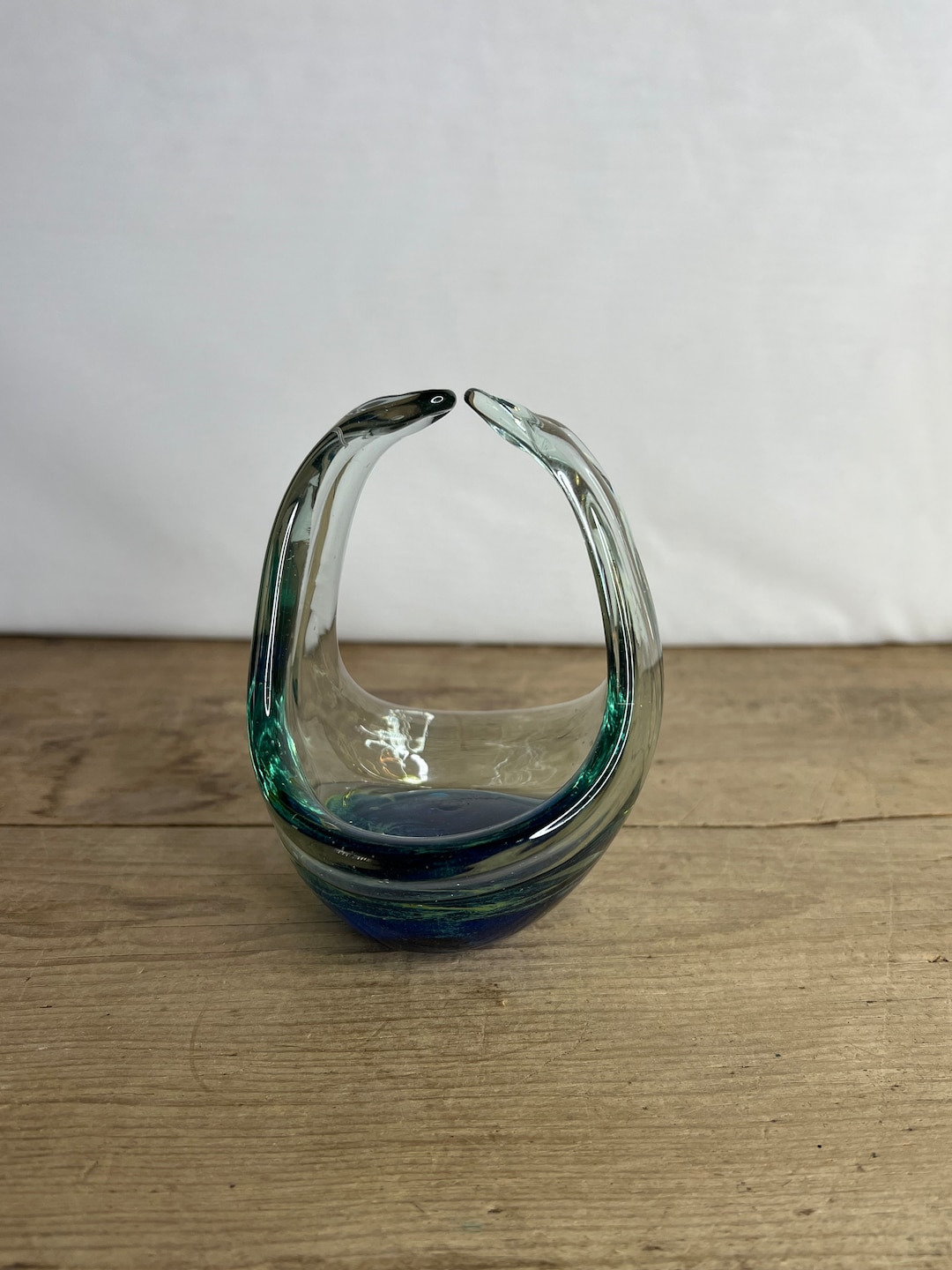 Vintage Mdina Blue / Yellow Small Glass Basket Chunky Art Glass Dish ...