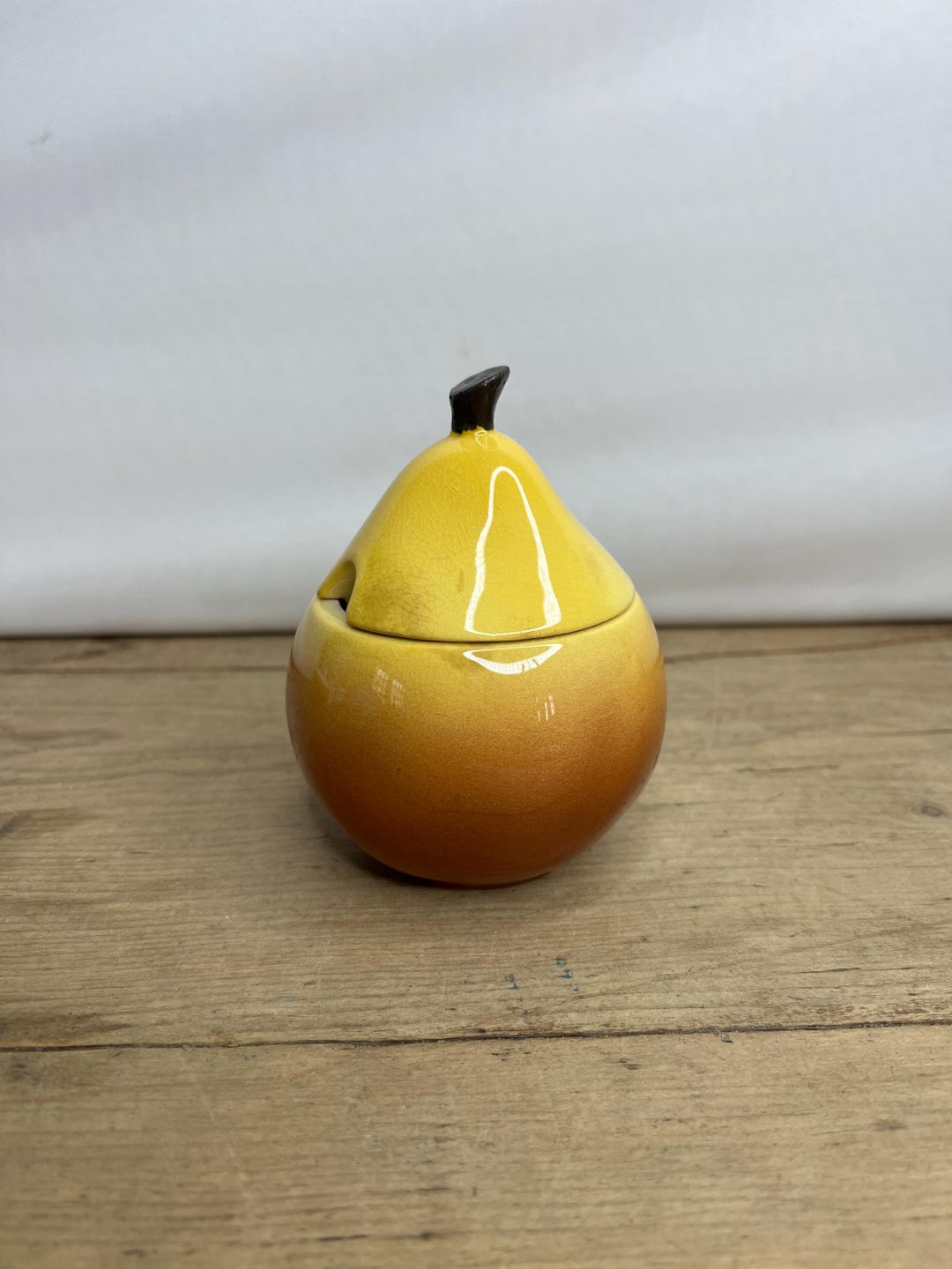 Vintage Carlton Ware Yellow and Brown Pear Slotted Lid Jam/preserve ...