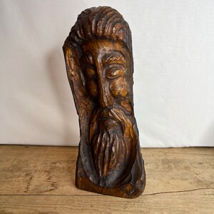 Vintage Hand Carved Wooden Face From A Full Log. Unique Log Carving - Etsy