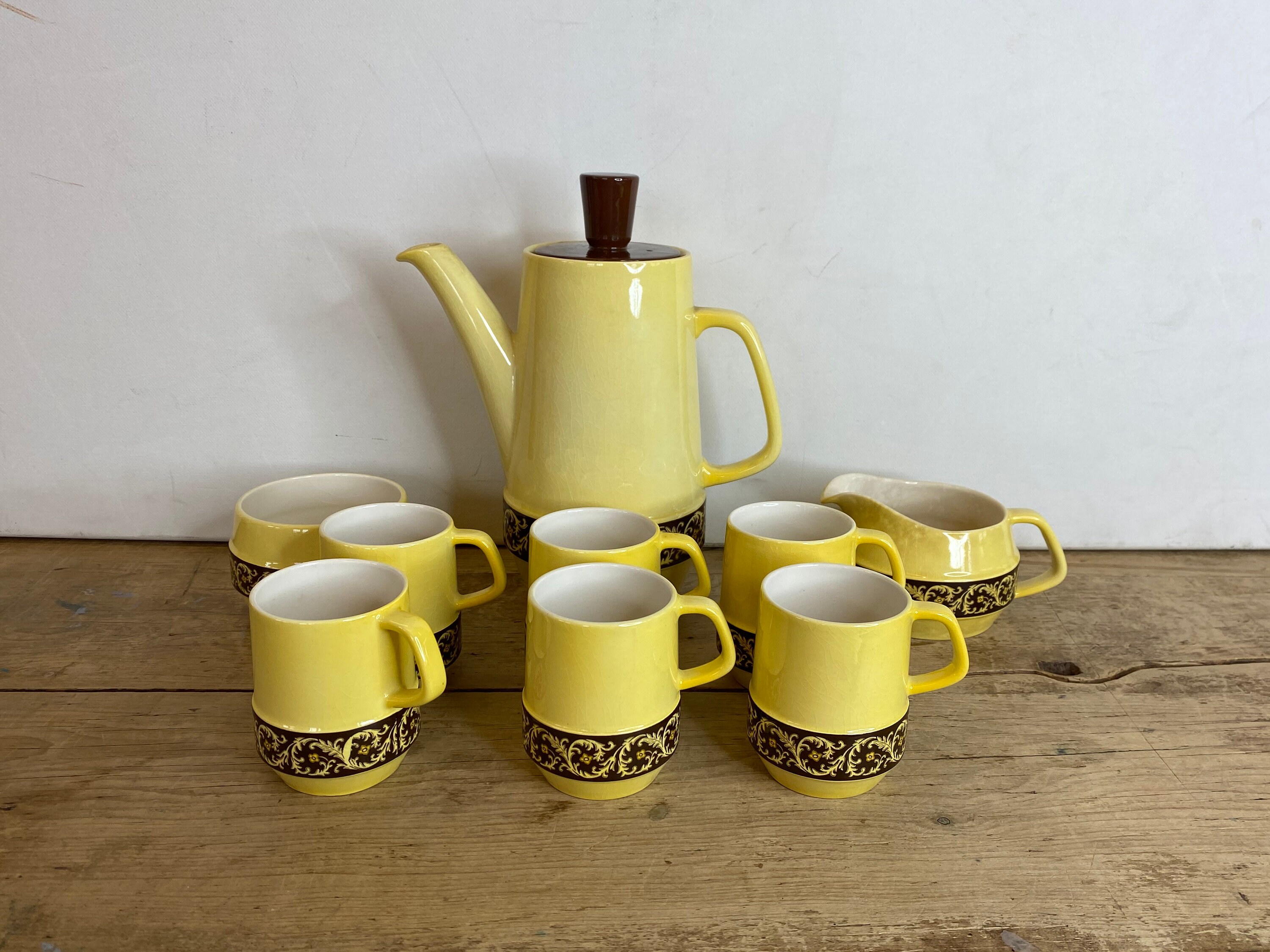 Vintage 1970s Carlton Ware Yellow and Brown Coffee / Tea Set | Etsy