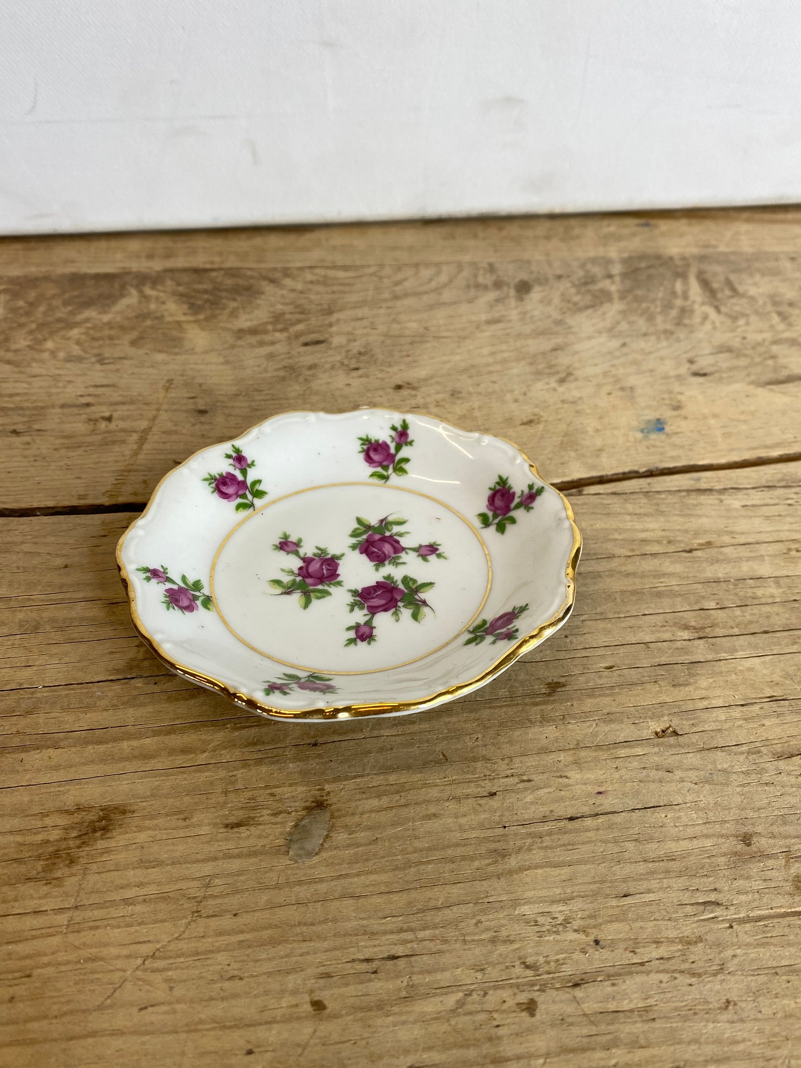 Vintage Czech Purple Rose Pin Dish With Gold Edge. Made in - Etsy UK