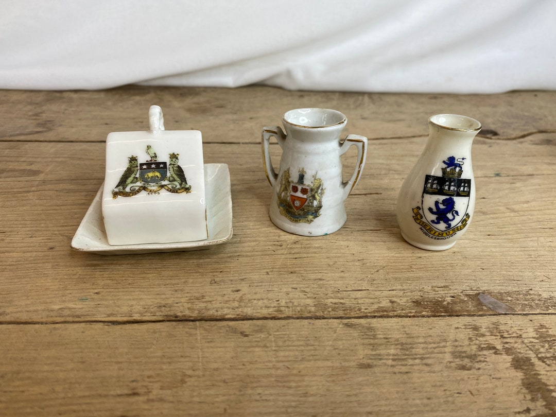 Vintage Crestware Collection With Various Emblems, Leeds, Southampton ...