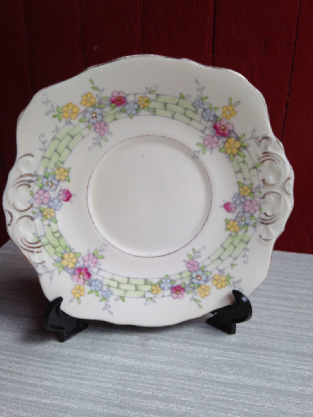 Vintage Sutherland China Bone China Cake Plate Floral Countryside Wall ...