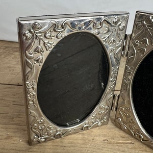 Vintage Hinged Folding Silver Plated Picture Frame With Bow Flowers and ...