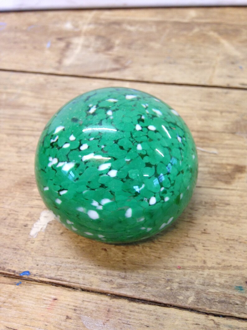 Vintage Speckled Green Glass Paperweight With a Lovely Pattern - Etsy UK