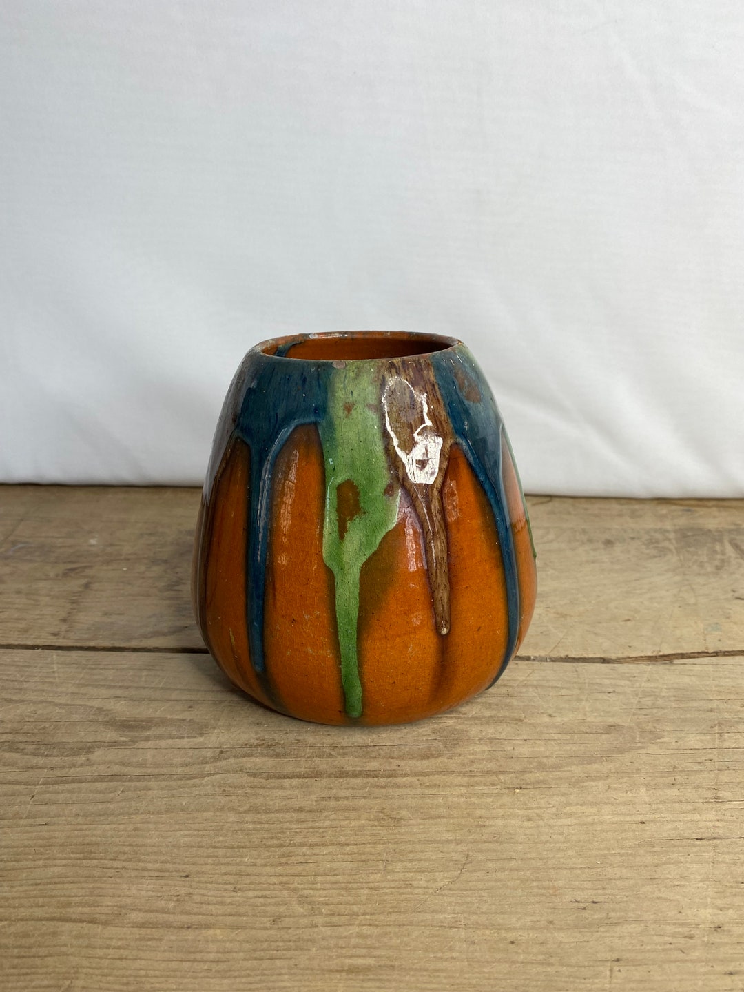 Vintage Thulin?? Studio Pottery Belguim Orange, Green, Blue and Brown ...