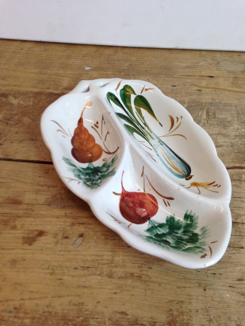 Vintage Italian Three Section Leaf Shaped Vegetable / Nibbles - Etsy