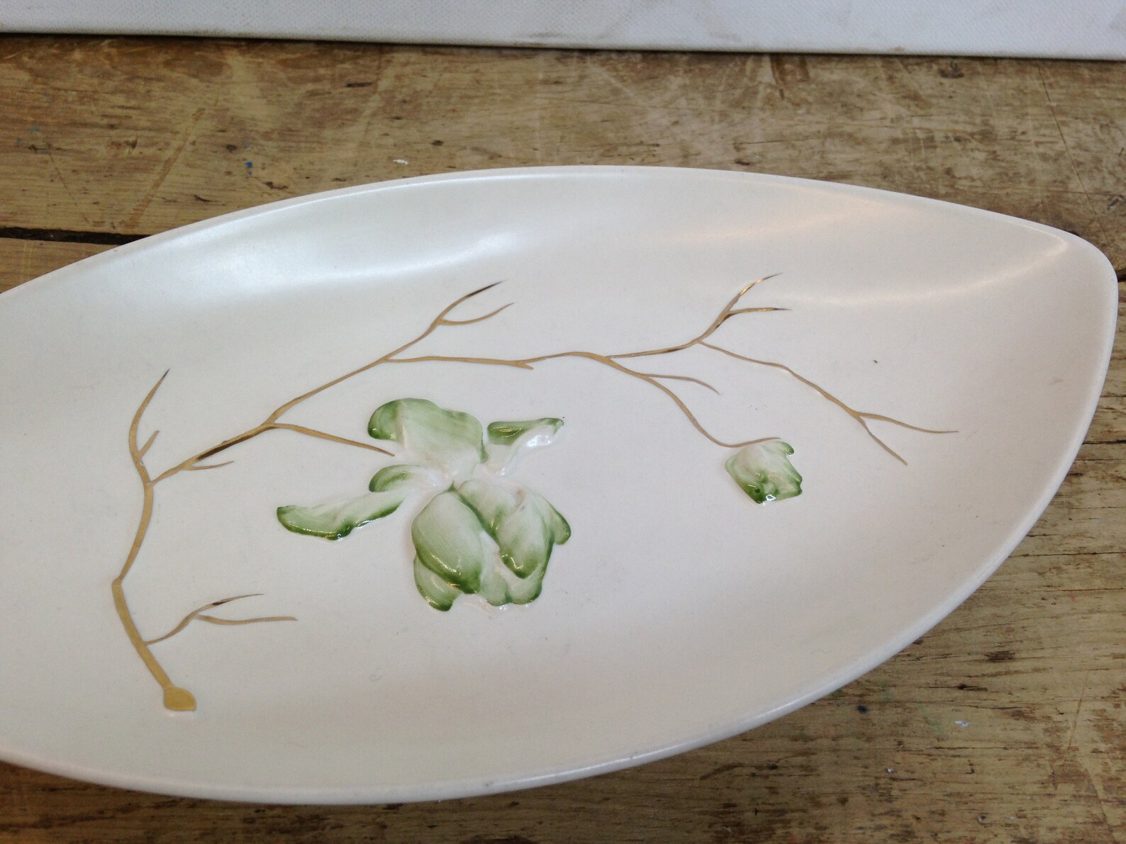 Vintage Carlton Ware Cream and Green Magnolia Pattern Oval - Etsy